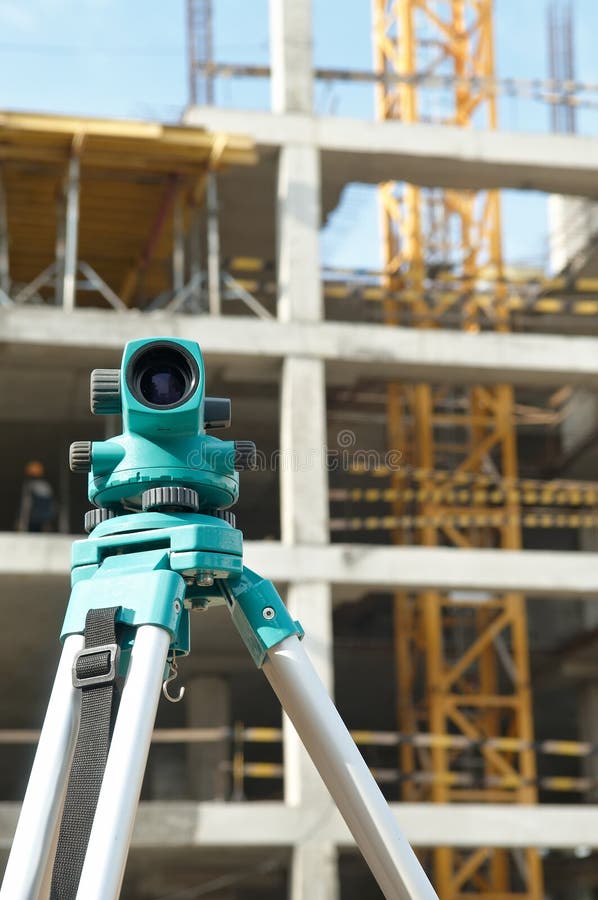 Theodolite at Construction Site Stock Image - Image of horizontal ...