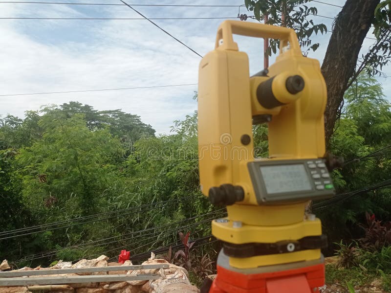 Theodolite on Site View Field High Accuracy Stock Image - Image of ...