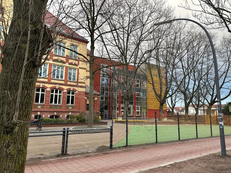 Theodor Haubach School Building in Berlin, Germany with a Leafless Tree ...