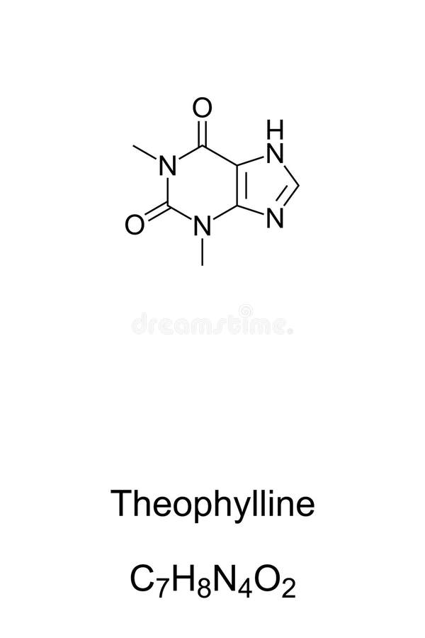 Theophylline, Chemical Formula and Skeletal Structure Stock Vector ...