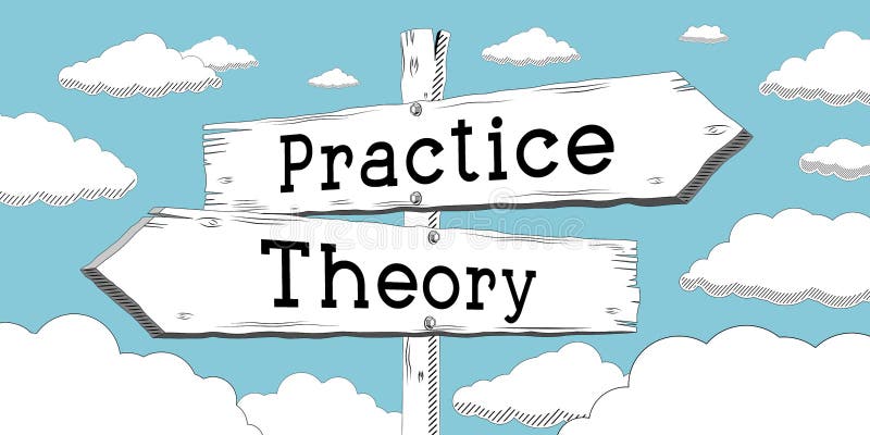 Theory and Practice - Outline Signpost with Two Arrows Stock ...