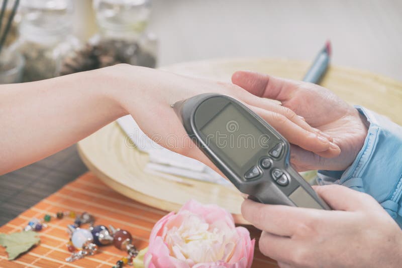 Therapist Finding an Acupuncture Point Stock Photo - Image of closeup ...