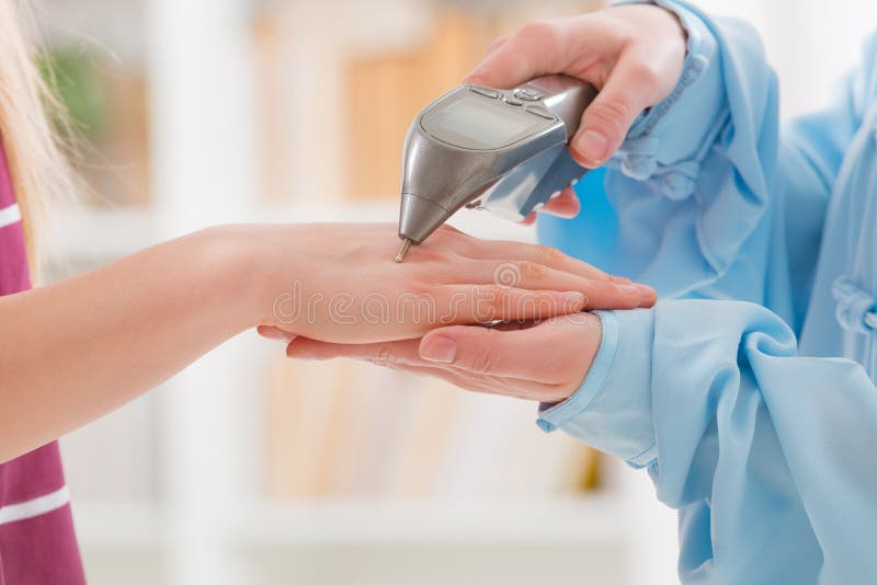 Therapist Finding an Acupuncture Point Stock Photo - Image of head ...