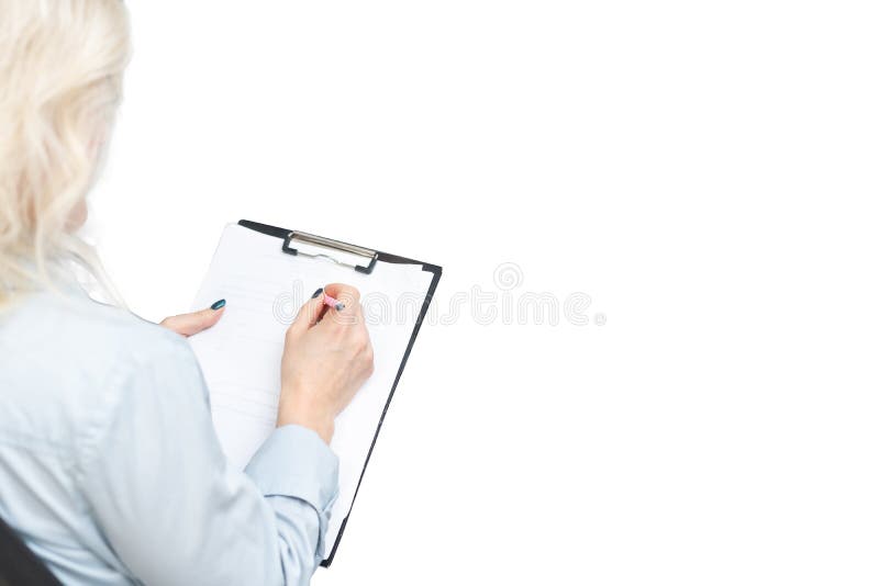 Therapist Taking Notes on White Background Stock Image - Image of white ...
