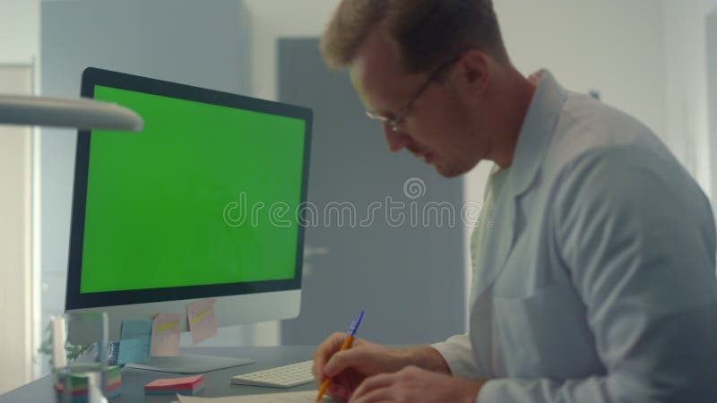 Therapist Working Mockup Screen Computer Checking Patient Lungs X-ray ...