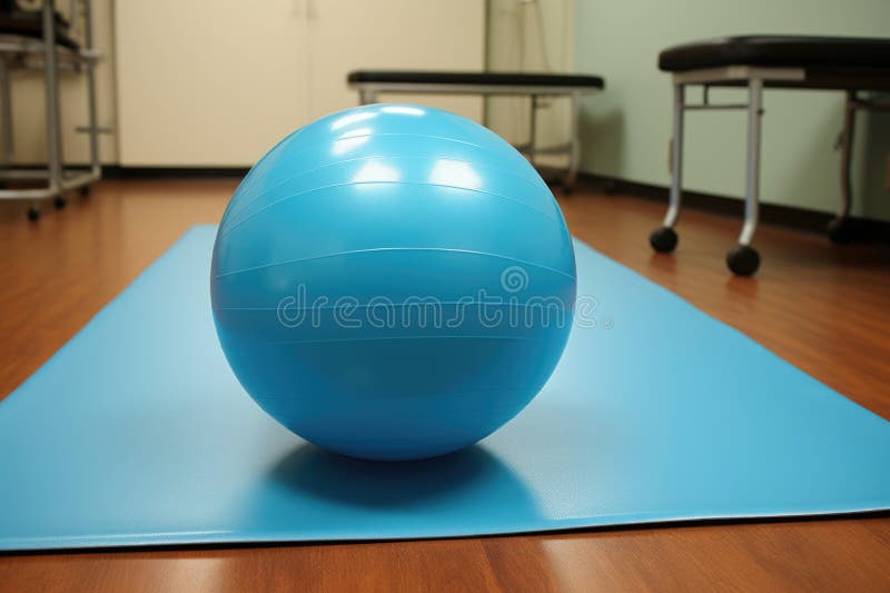 Therapy Ball on a Physical Therapy Mat Stock Photo - Image of fitness ...