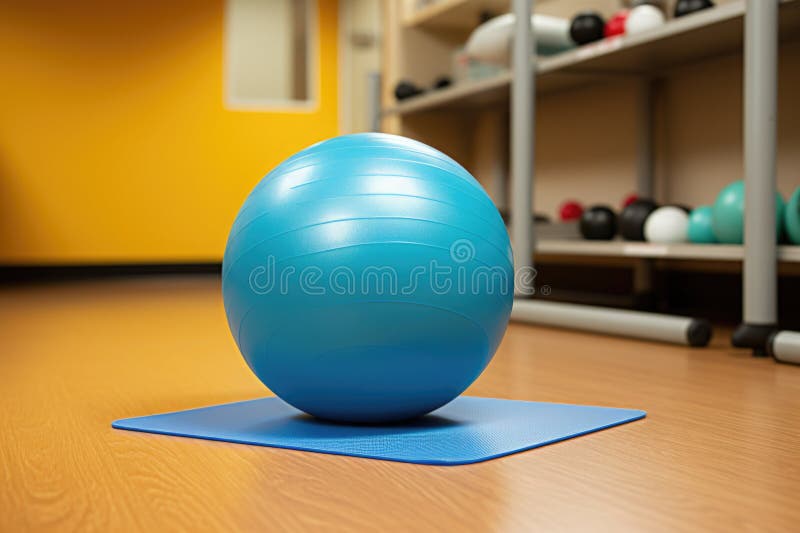 Therapy Ball on a Physical Therapy Mat Stock Image - Image of exercises ...