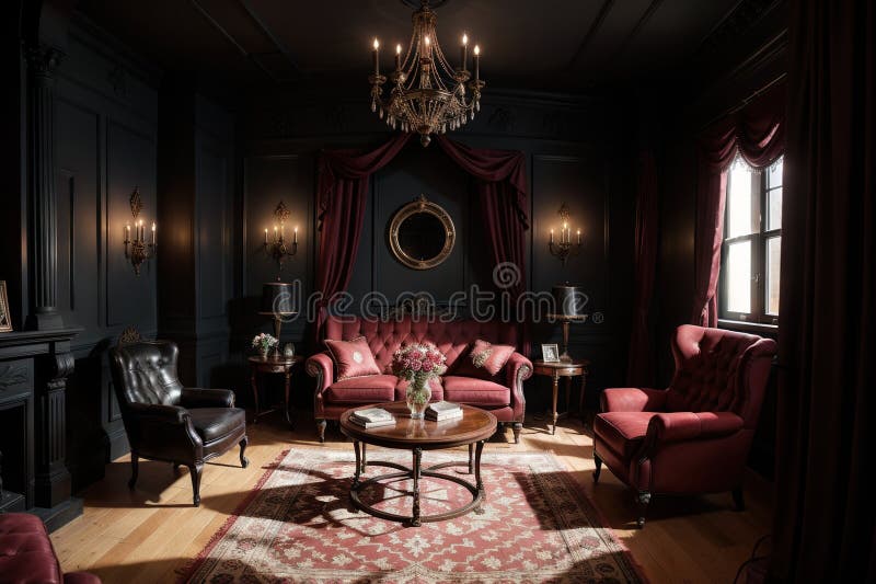 Showcasing Interior Design in Style Gothic Glory Stock Illustration ...
