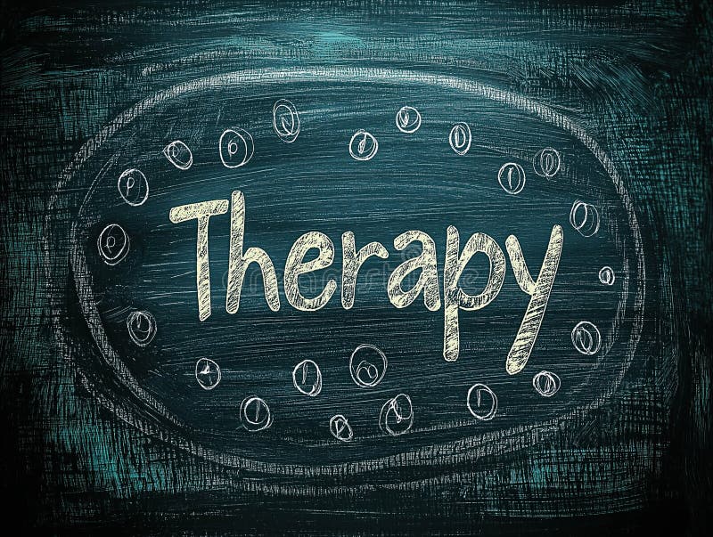 Therapy Text Written on a Blackboard. Stock Image - Image of dark ...
