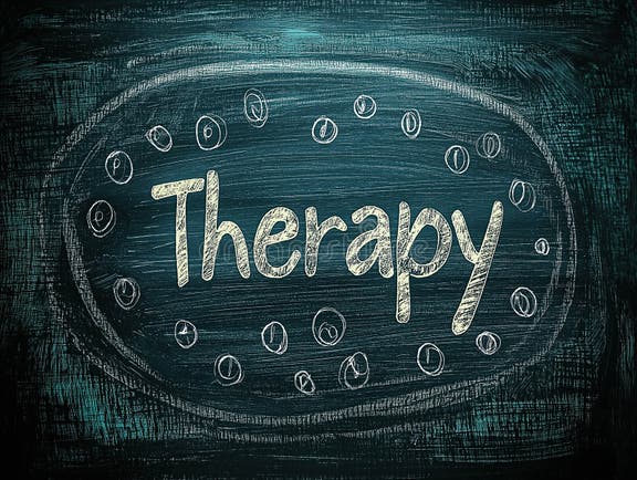 Therapy Text Written on a Blackboard. Stock Image - Image of dark ...
