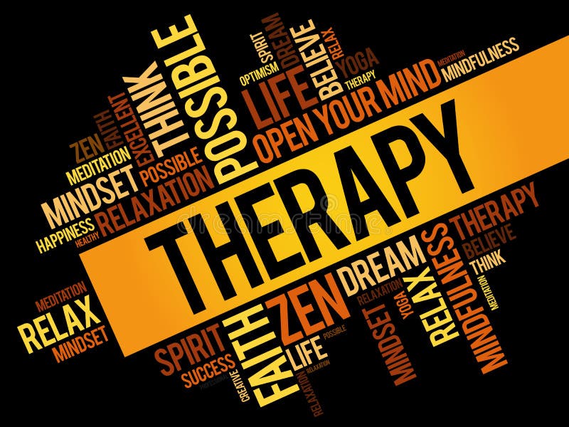 Therapy word cloud collage stock illustration. Illustration of help ...