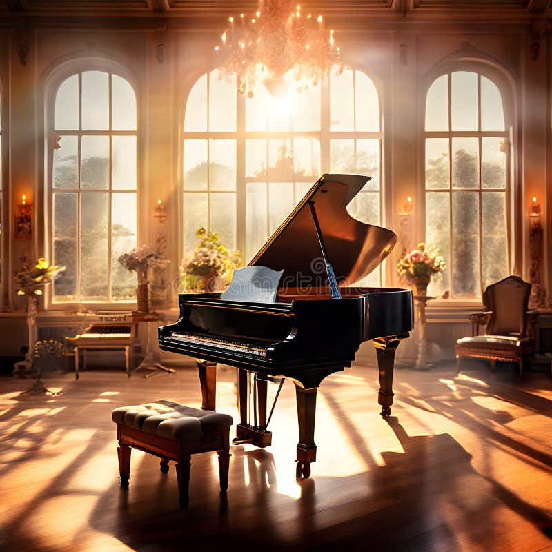 There is a Beautiful Grand Piano in the Hall Stock Illustration - Illustration of performance ...