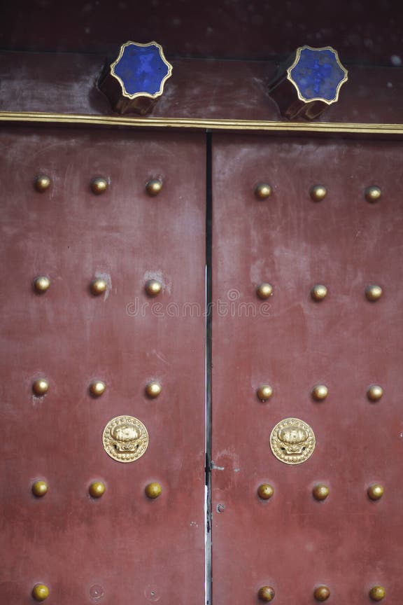 There is a Beautiful Red Ancient Gate in Front of Me Stock Photo ...