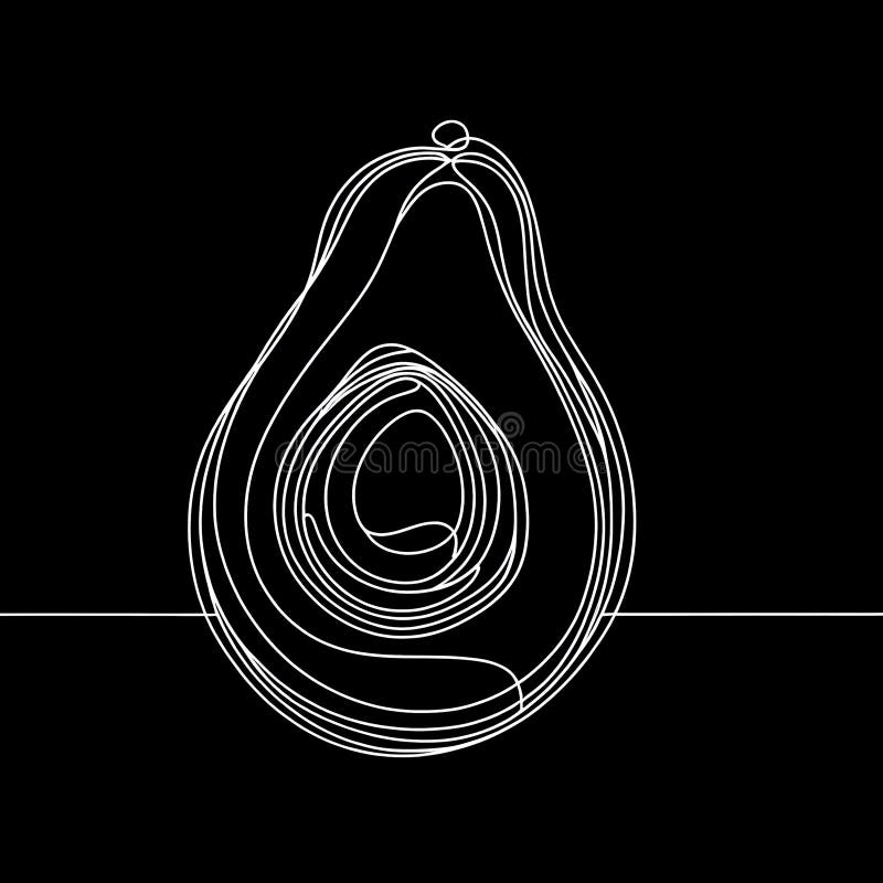 There is a Black and White Illustration of an Avocado Set Against a ... There is a Black and White Illustration of an Avocado Set Against a ...