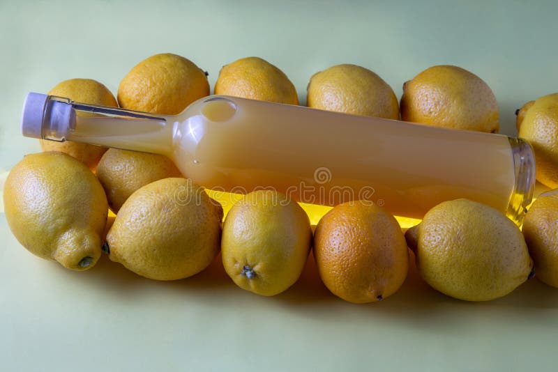 There is a Bottle of Lemon Juice on the Table. Stock Photo - Image of ...