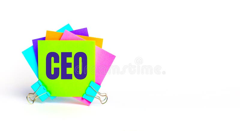 There are Bright Multi-colored Stickers with the Text CEO. Copy Space ...