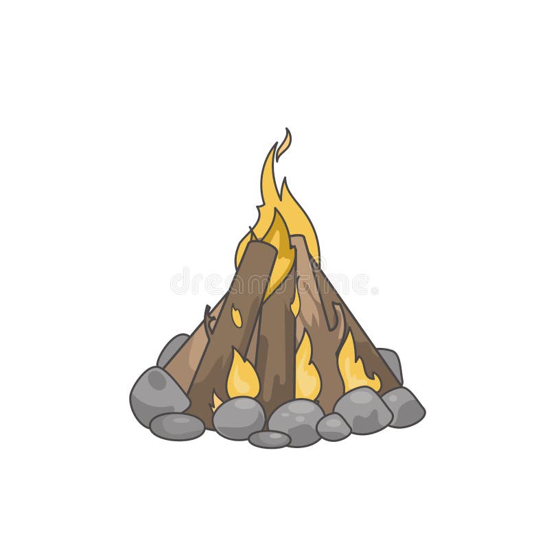 There is a Burning Campfire in the Form of a Hut. Stock Vector ...