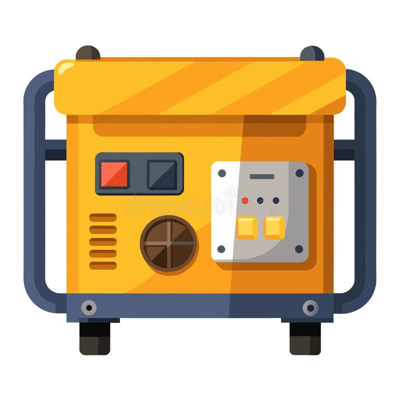 There is a Cartoon Illustration of a Yellow Generator on a White ...