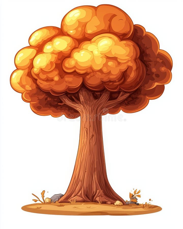 There is a Cartoonish Drawing of a Tree with a White Cloud Surrounding ...