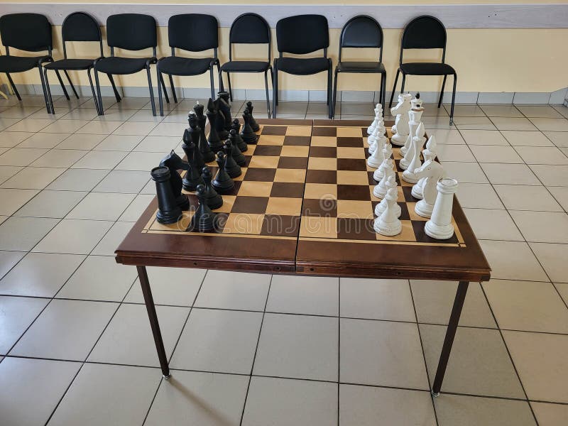 Chess Table Outdoor Fixture Stock Image - Image of chequer, board ...