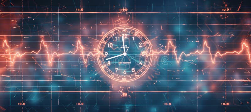 There is a Clock in the Middle of a Heartbeat Wave Stock Image - Image ...