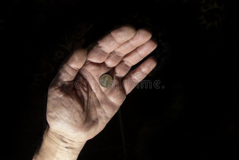 There is a Coin in the Hand. the Concept of Asking for Help Stock Image ...