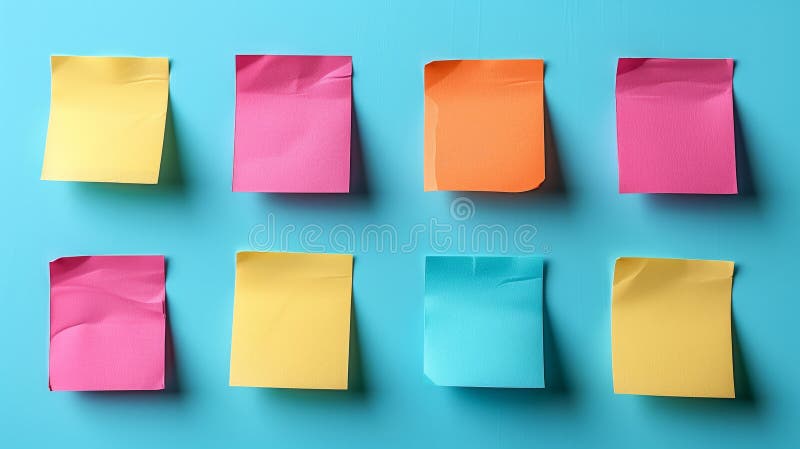 Blank Sticky Notes on a Blue Wall for Reminders and Ideas Stock Photo ... Blank Sticky Notes on a Blue Wall for Reminders and Ideas Stock Photo ...