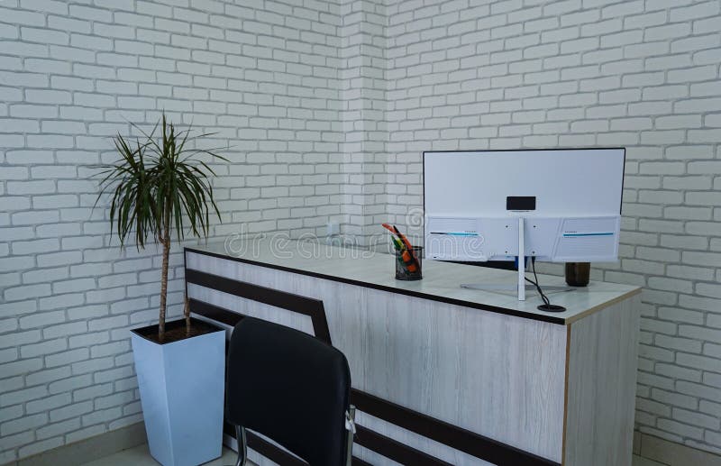 There is a Computer on the Desk in the Office Stock Photo - Image of ...