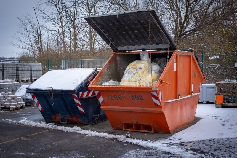 There are Containers Filled with Garbage Bags on a Factory Site Stock ...