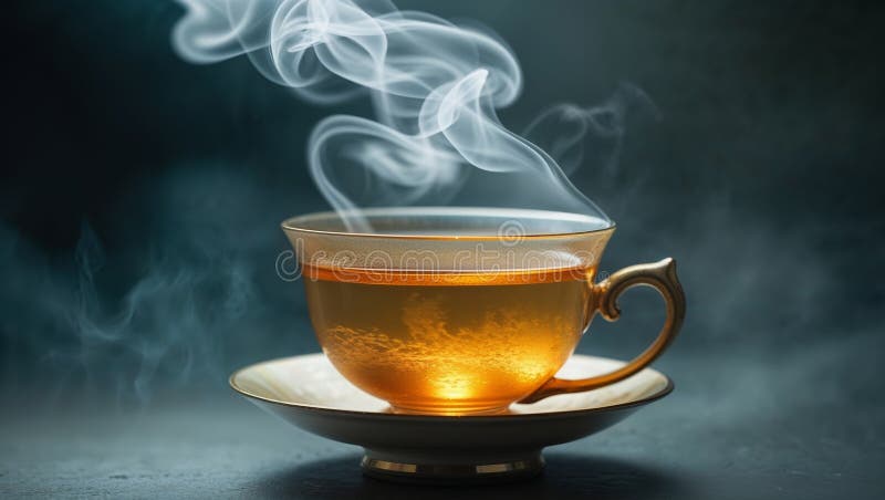 There is a Cup of Tea with Steam Rising Out of it Stock Photo - Image ...