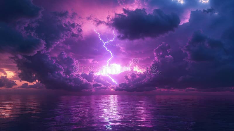 There is a Dazzling Lightning Storm Taking Place Over the Ocean at ...