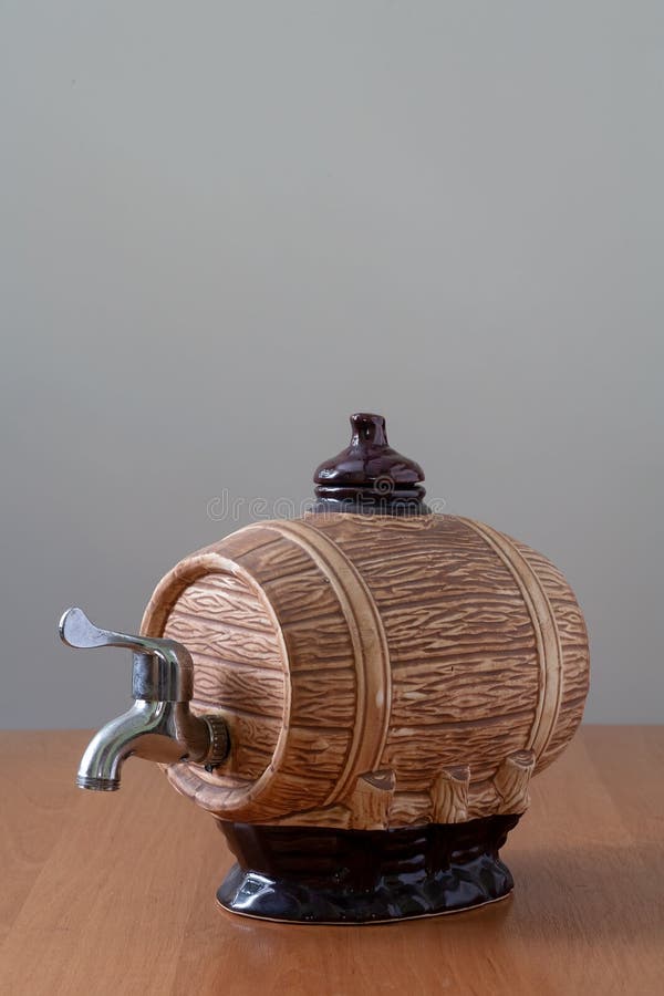 There is a Decorative Barrel on the Table. Vertical Frame Stock Image ...