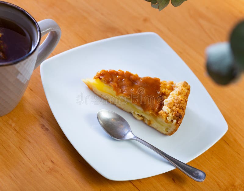 Small Piece of Fresh Soft Apple Pie with Delicate Crispy Crust Stock ...