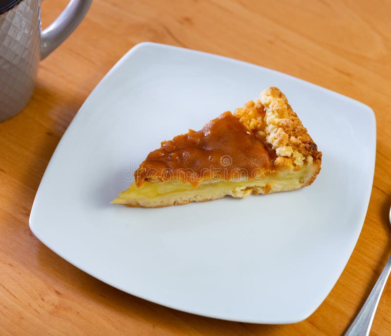Small Piece of Fresh Soft Apple Pie with Delicate Crispy Crust Stock ...