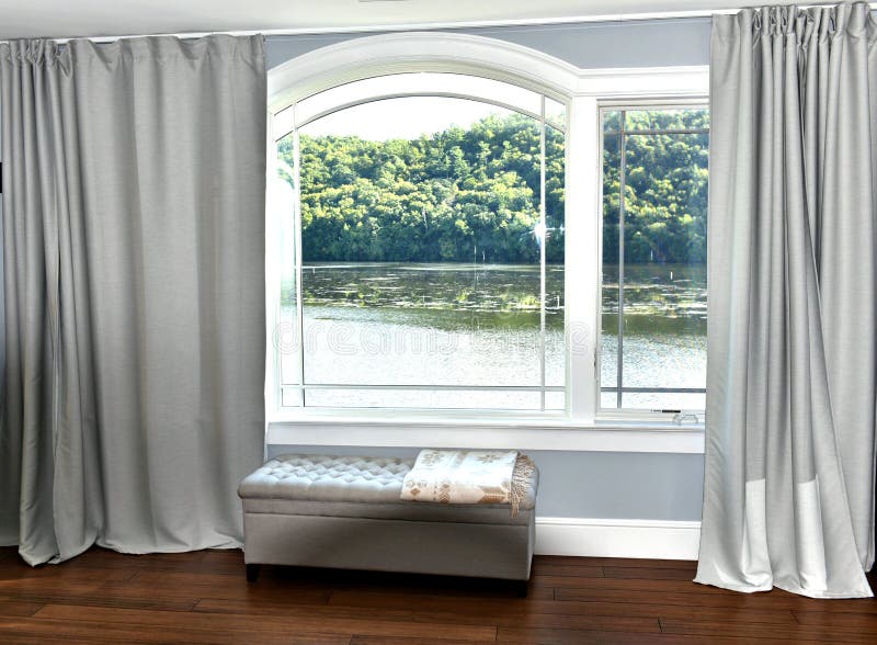 Lakefront House Windows Shape and Size Design Stock Photo - Image of ...