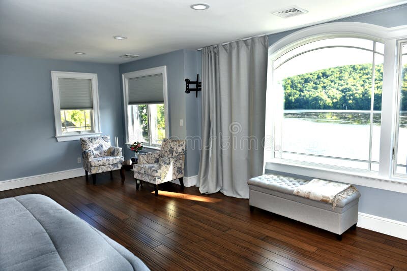 Lakefront House Windows Shape and Size Design Stock Photo - Image of ...