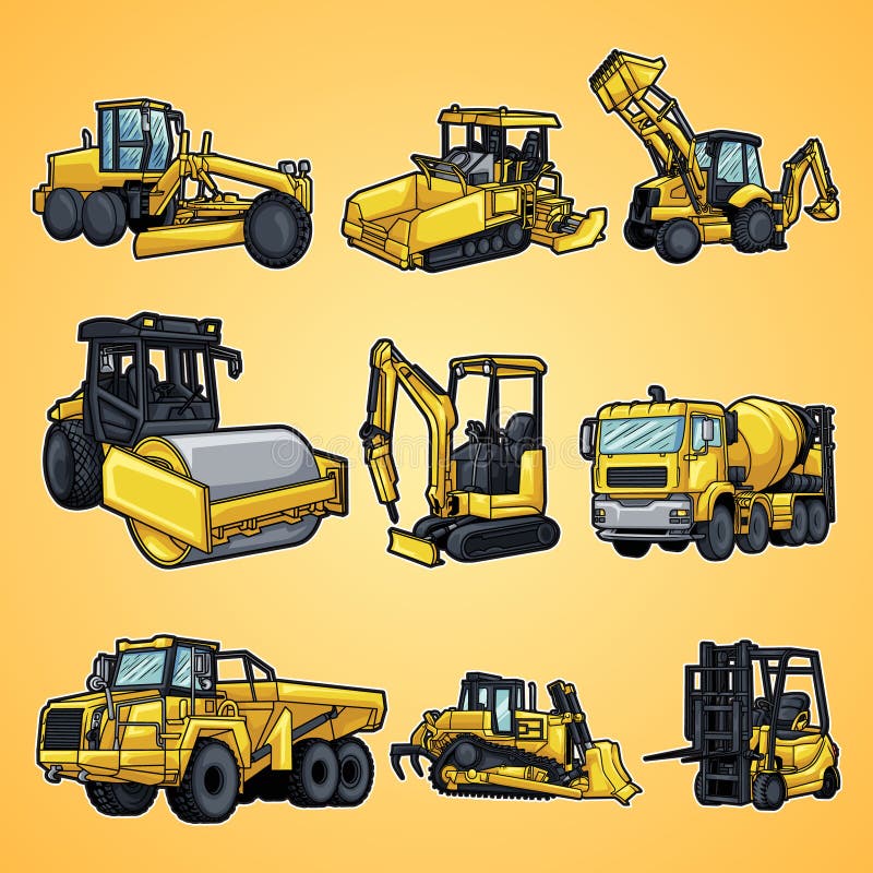 Construction Heavy Vehicles Pack Illustration 02 Stock Vector ...
