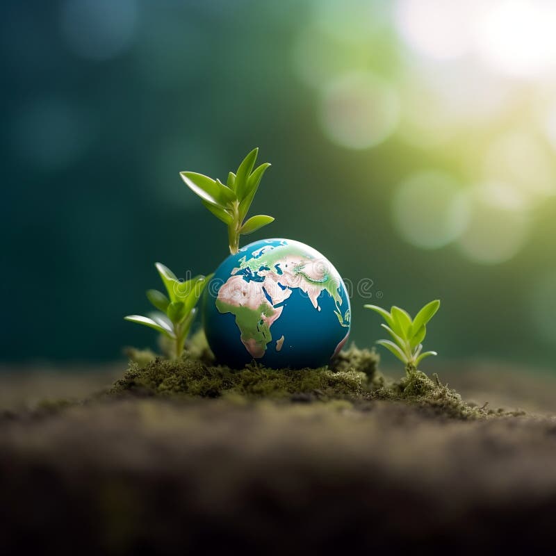 There is an Earth on the Ground, with Small Plants Growing Roots and ...