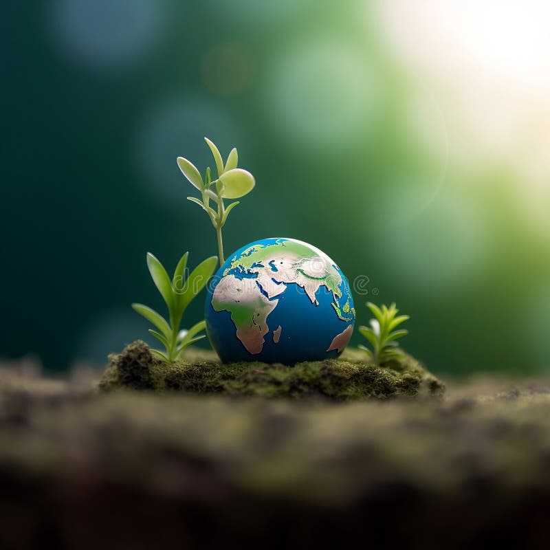 There is an Earth on the Ground, with Small Plants Growing Roots and ...