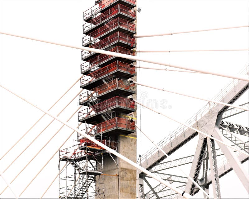 Modern Bridge Construction Elements in Progress Stock Image - Image of ...