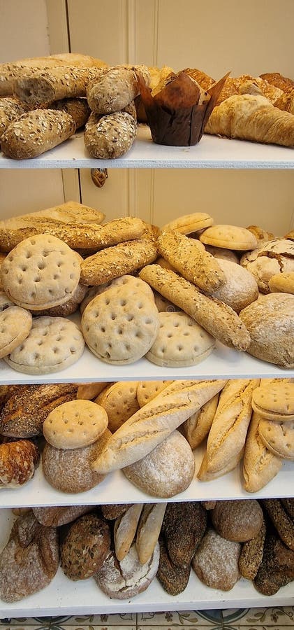 There are Four Different Types of Bread in Different Sizes on Four ...