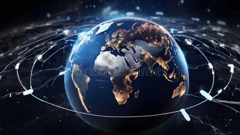 Digital and Global Interfaces Around the Globe Stock Illustration ...