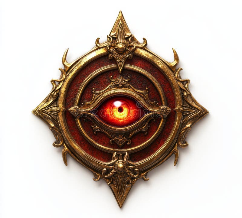 There is a Glowing Red Diamond at the Center of a Golden Circular ...