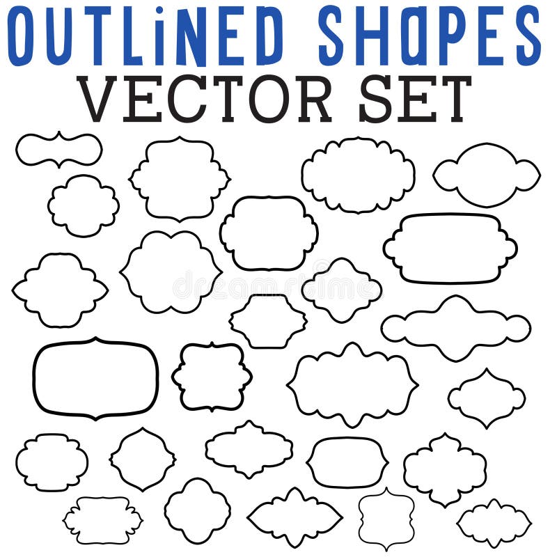 Outlined Shapes Vector Set with Shapes and Frames of All Kinds Stock ...