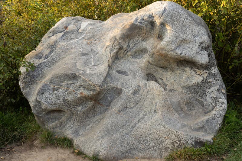 A White Boulder Has a Huge Crack in it, it Has Split in Two Stock Image ...