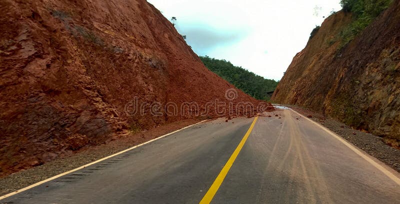 Landslide beside the Road - Problem in Slope Stability Stock Image ...