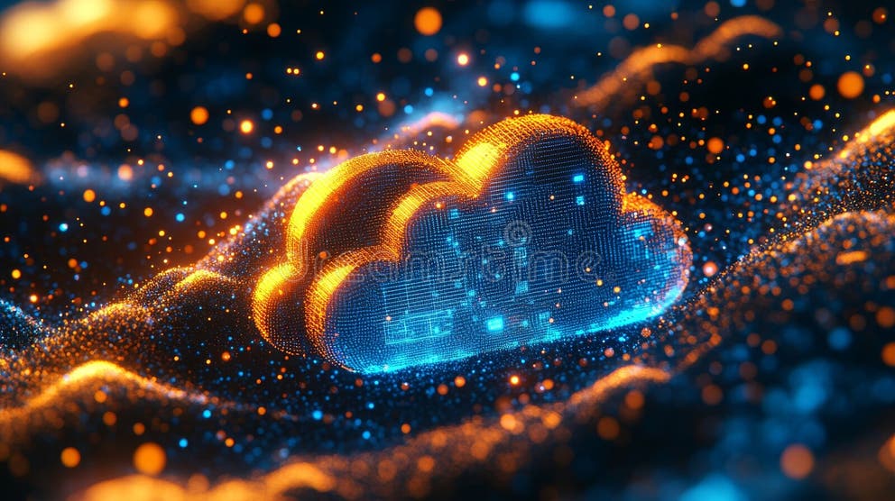 There is a Large Cloud Icon Above a Central White Cloud, Surrounded by ...