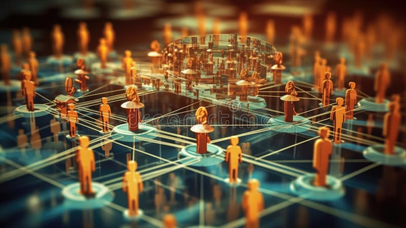 There is Large Group of People Standing Together in an Abstract Network ...