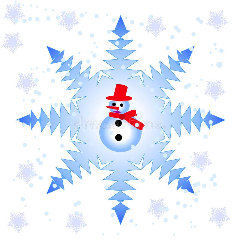 There is a Large Snowflake, Inside of Which There is a Snowman in a Red ...