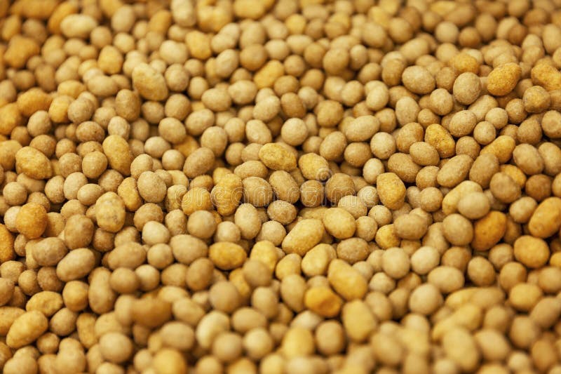 There are a Lot of Round Nuts on the Counter. Arretina Snack. Close-up ...